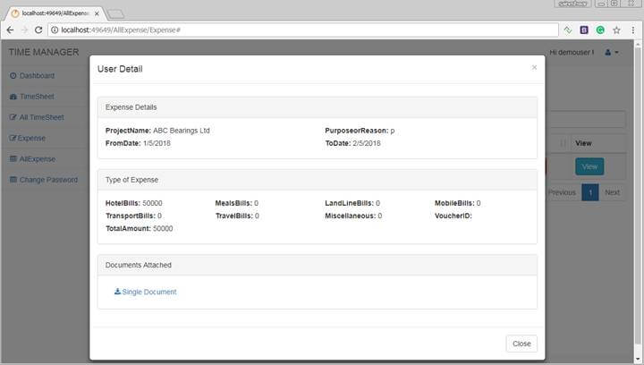 TimeSheet Project Using ASP.NET MVC 5