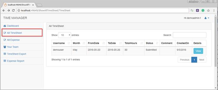 TimeSheet Project Using ASP.NET MVC 5