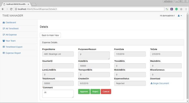 TimeSheet Project Using ASP.NET MVC 5