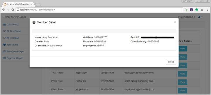 TimeSheet Project Using ASP.NET MVC 5