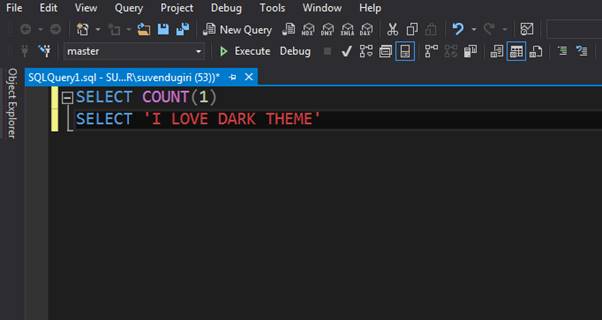 Trick To Use Dark Theme In SQL Server Management Studio 2017