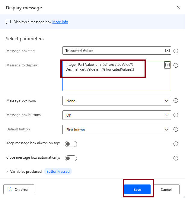 Truncate Number Action In Desktop Flow Using Microsoft Power Automate