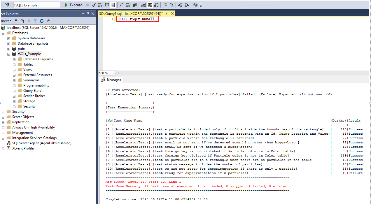 Unit Test (2) --- TSQLT