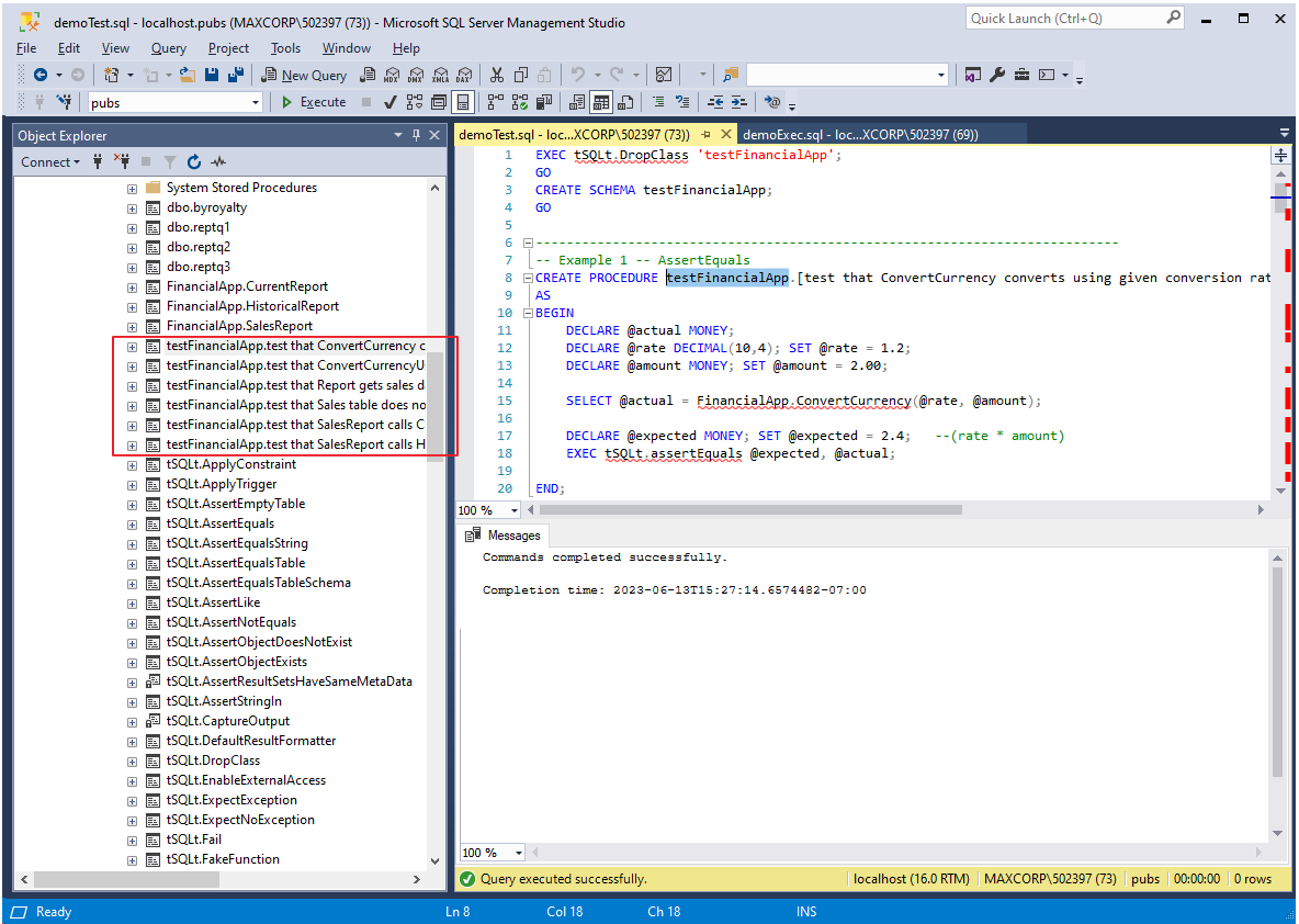 Unit Test (2) --- TSQLT