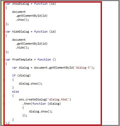 Understanding Dialog Box In Onsen UI Using Visual Studio 2015