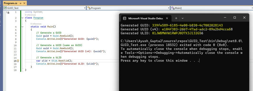 Understanding GUID, UUID, and ULID in C#