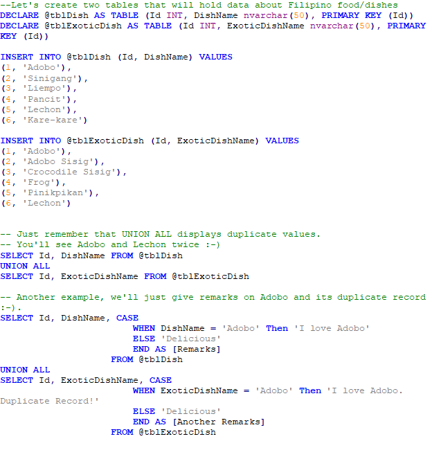 UNION And UNION ALL SQL Operators