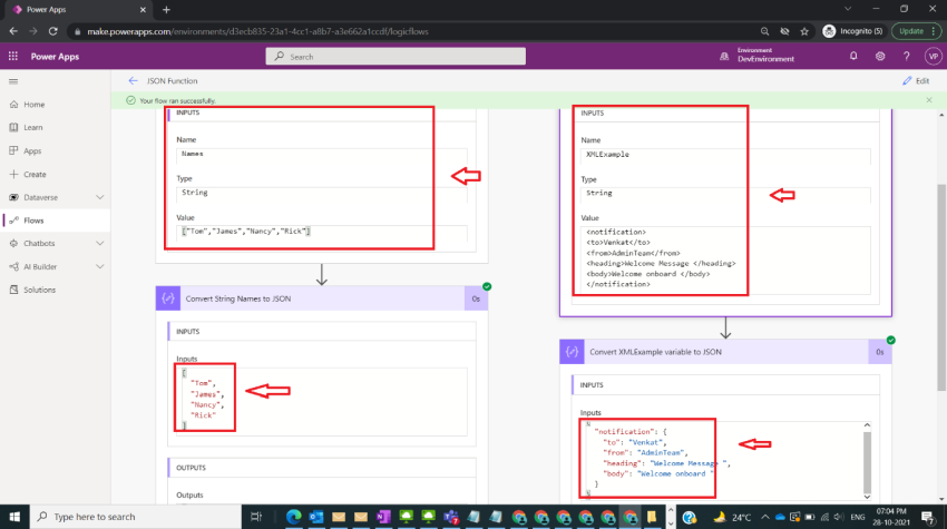 Usage Of JSON Function In Power Automate
