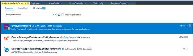 Use Azure Redis Cache With MVC And Entity Framework