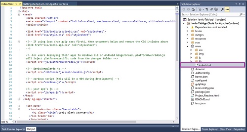 Using Ionic Tabs Control Classes In Visual Studio 2015