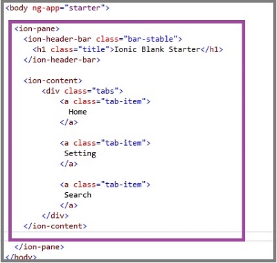 Using Ionic Tabs Control Classes In Visual Studio 2015