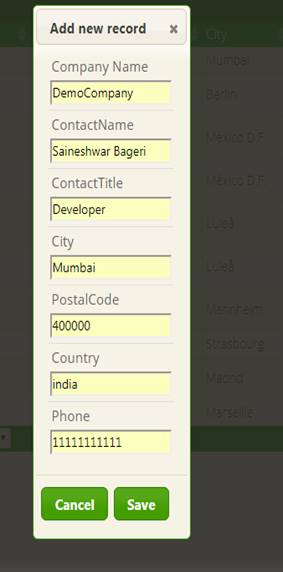 Using jTable Grid With ASP.NET MVC