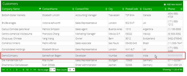 Using jTable Grid With ASP.NET MVC
