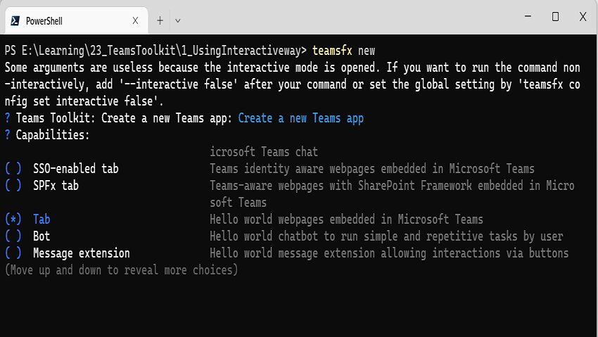 Using Teams Toolkit CLI For Creating Teams Tab