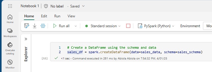 Viewing the Content of Spark DataFrames in Fabric Notebook