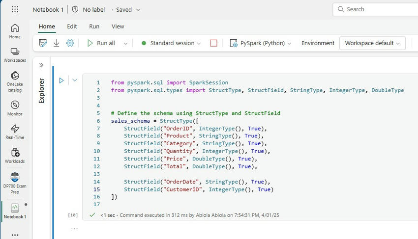 Viewing the Content of Spark DataFrames in Fabric Notebook