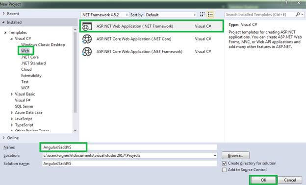 Way Of Adding Angular In Visual Studio 2017 With a Simple Method