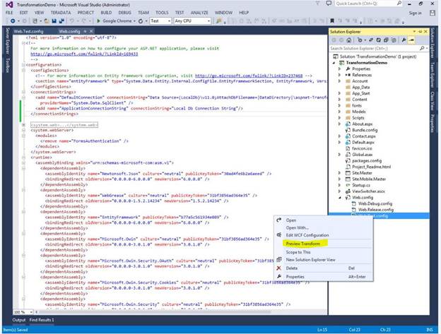 Web.config File Transformations