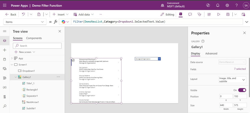 What is the Filter Function in Power Apps