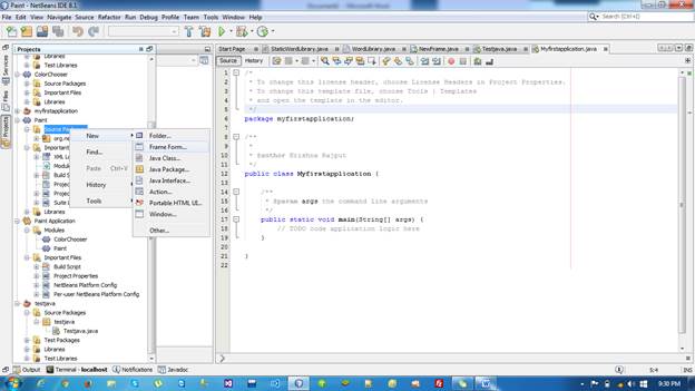 Working In NetBeans IDE (Integrated Development Environment)