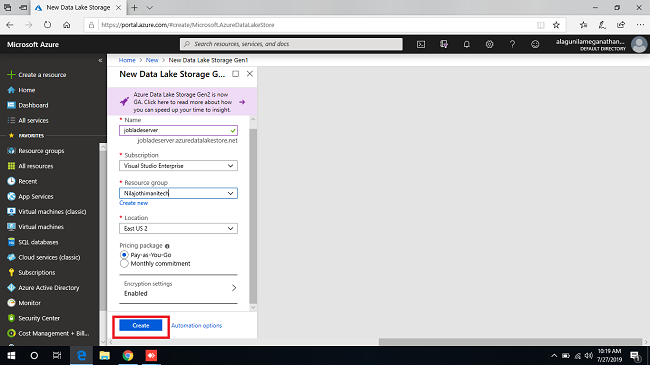 Working With Azure Data Lake Store