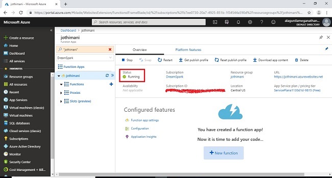 Working With Azure Function App