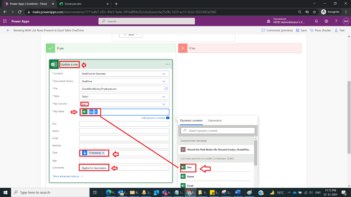 Working With List Rows Present In Excel Table Onedrive In Power Automate
