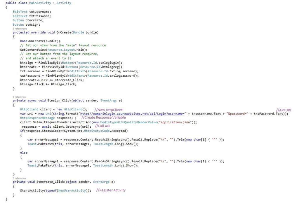 Xamarin Android Create Login With Web Api Using Azure Sql Server