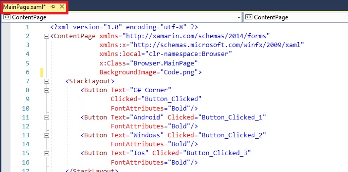 Button Adapter Web Browser In Android Using Xamarinforms
