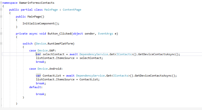 Xamarin.Forms - Contact Picker Using DependencyService Xamarin.Forms - Contact Picker Using DependencyService