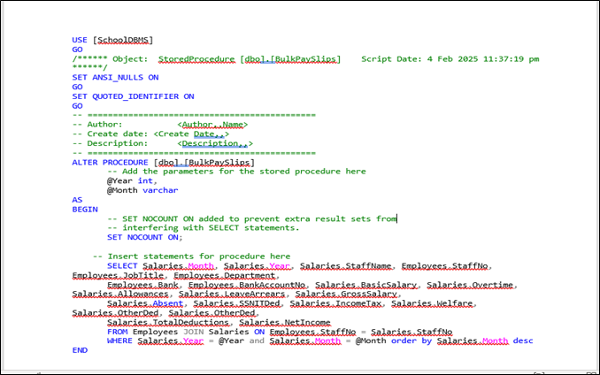 How do I correct my stored Procedure code to display data on Win. Form